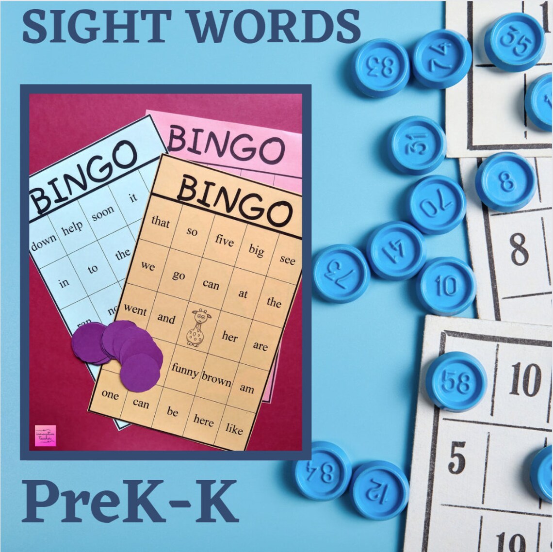Sight Word Bingo Game Prek-k - Etsy