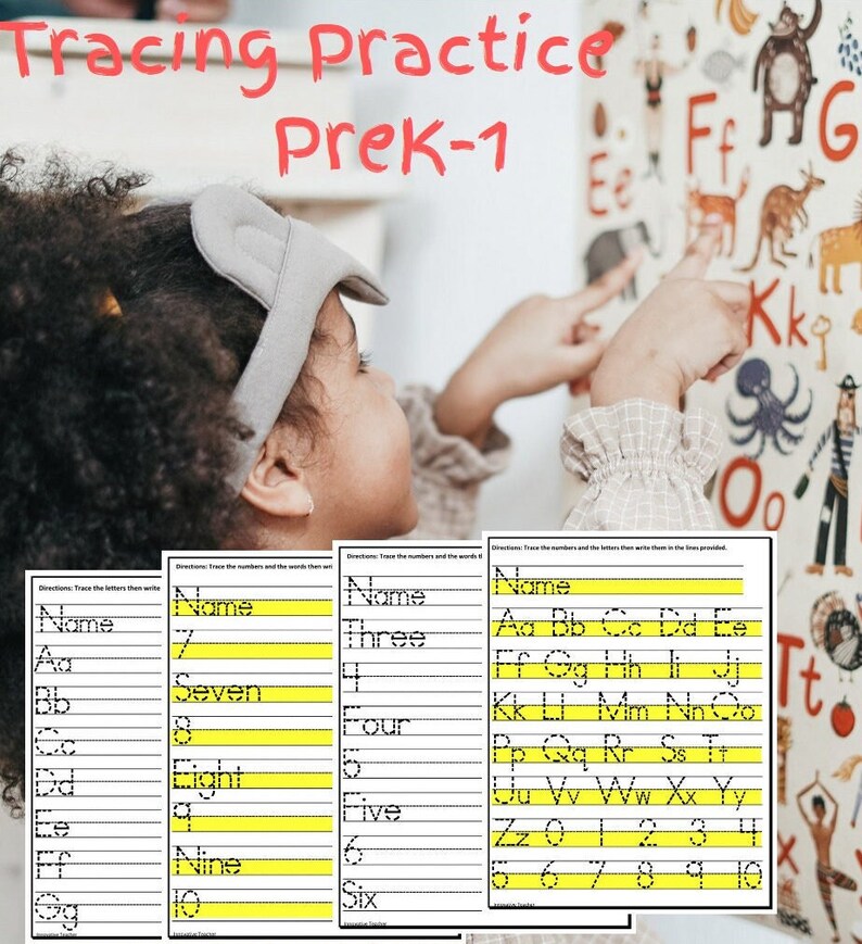 Tracing Letters A-Z and Numbers 0-10 Prek-1 Writing Worksheets - Etsy