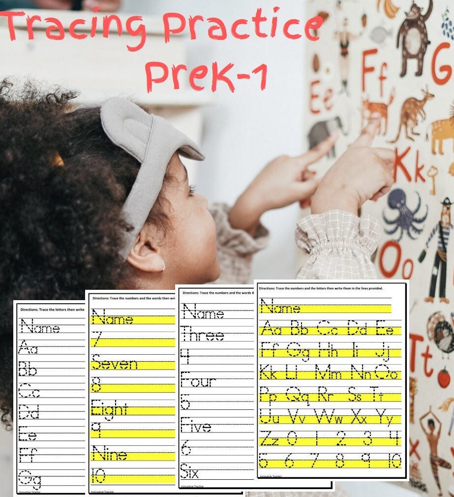 Tracing Letters A-Z and Numbers 0-10 Prek-1 Writing Worksheets - Etsy