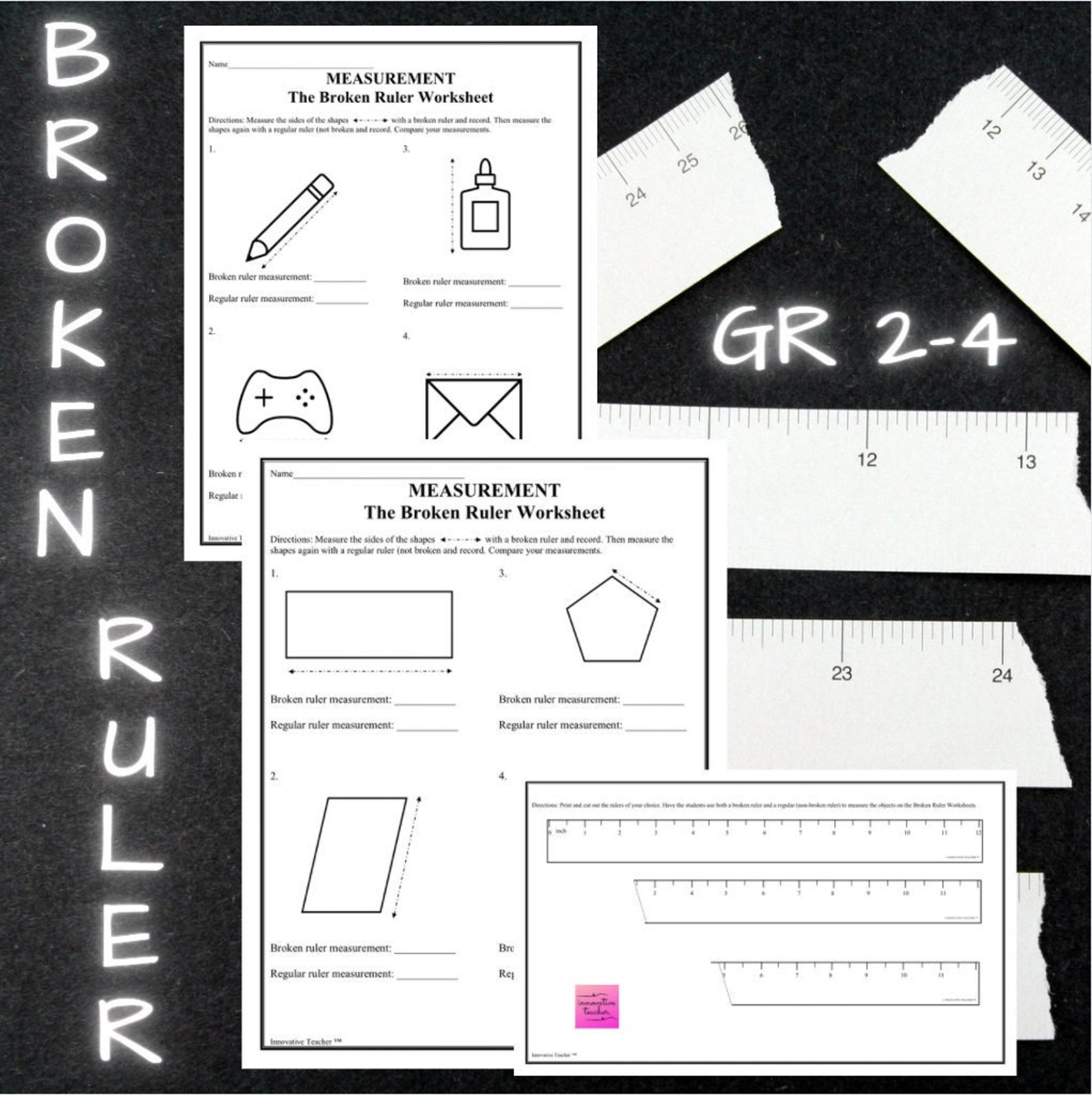 Measurement Broken Ruler Math Worksheets - Etsy