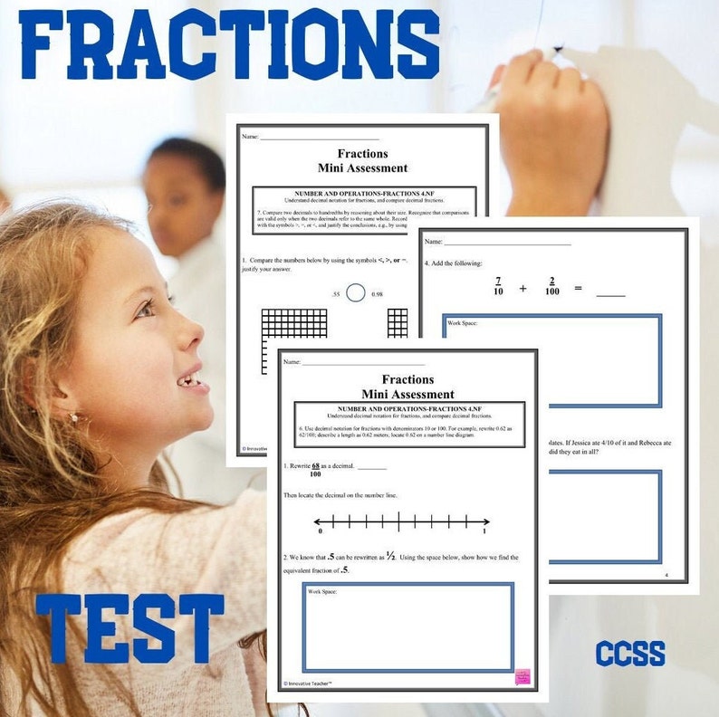 Fractions Math Assessment Grade 4 (4.NF.5-7) - Etsy