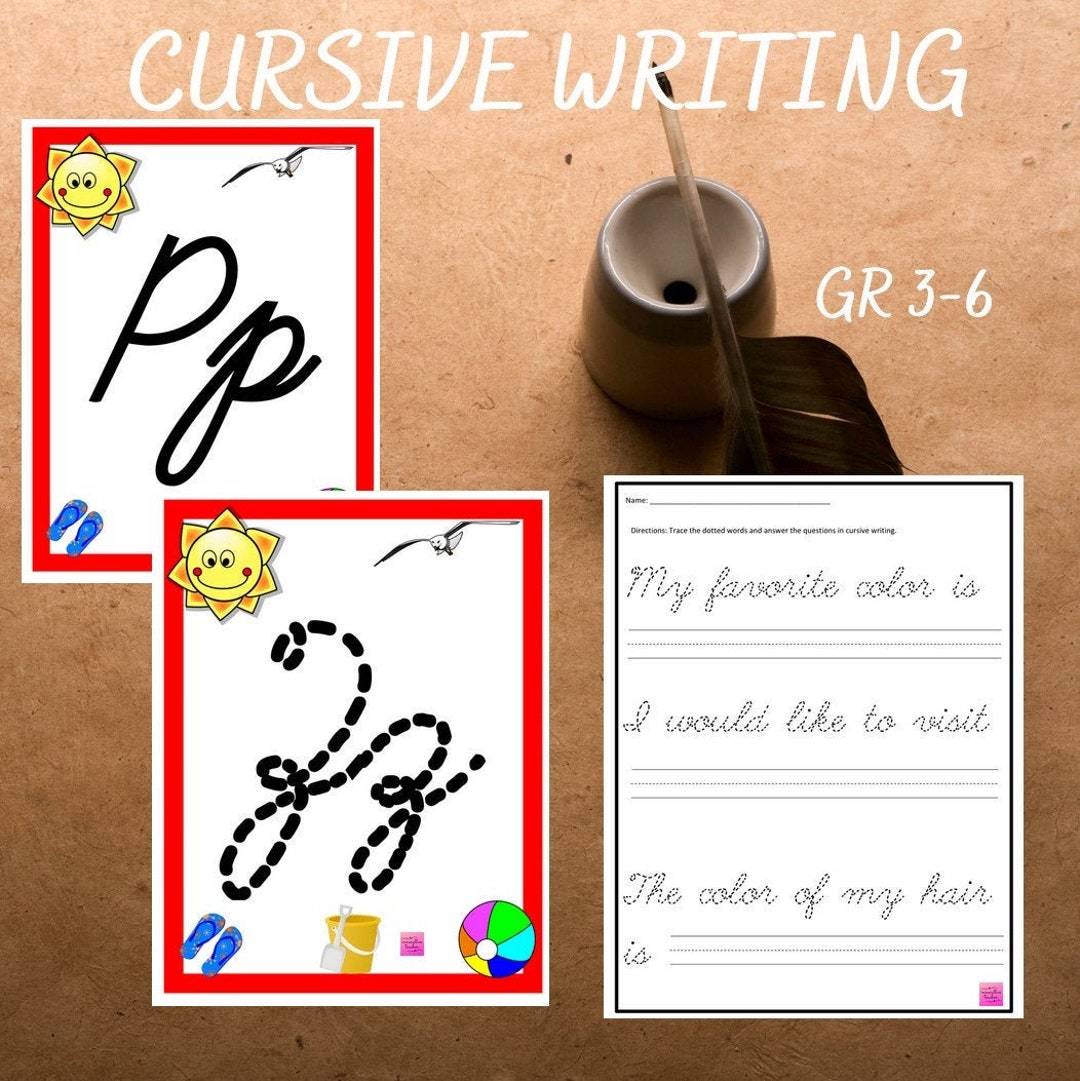Cursive Letters Wall Classroom Decor & Worksheets Beach - Etsy