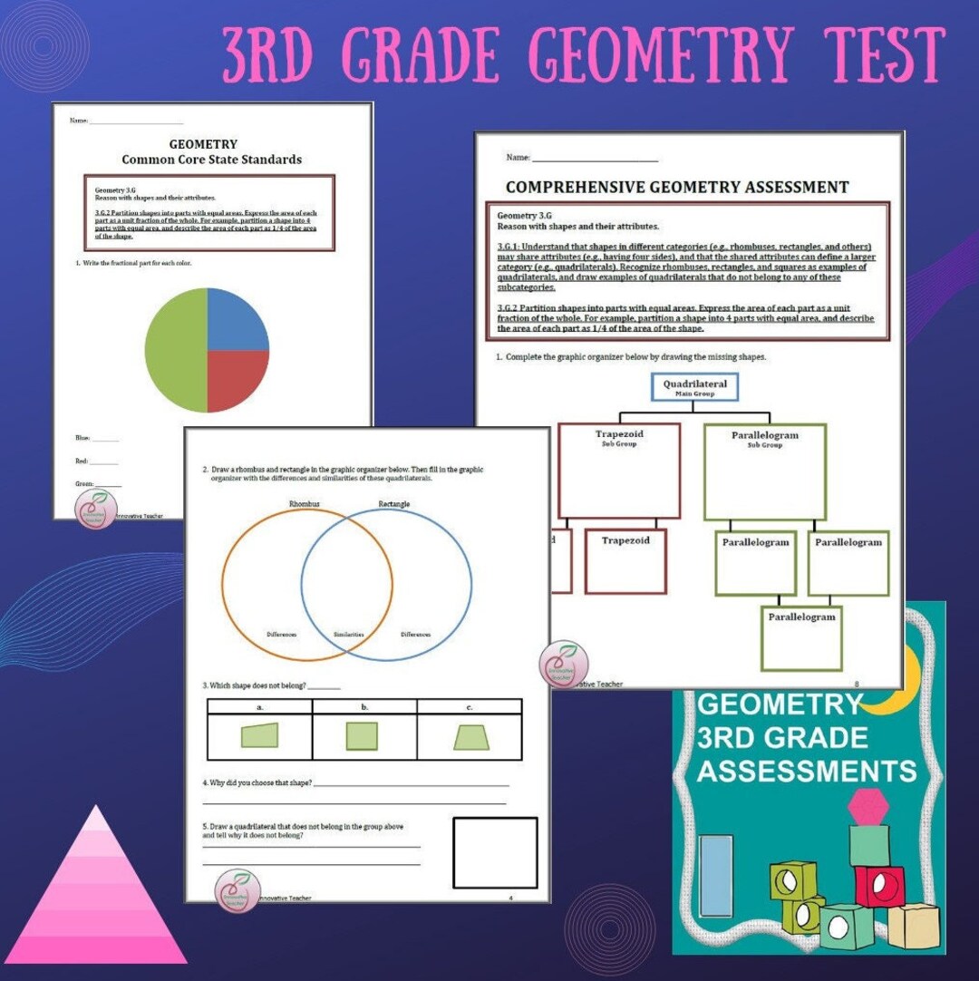 Geometry 3rd Grade Math Assessment (G. 1-2) - Etsy
