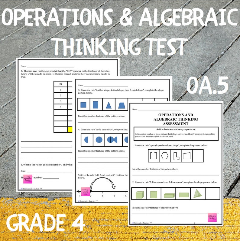 Operations and Algebraic Thinking Assessment BUNDLE Grade 4 (4.OA.1-5 ...