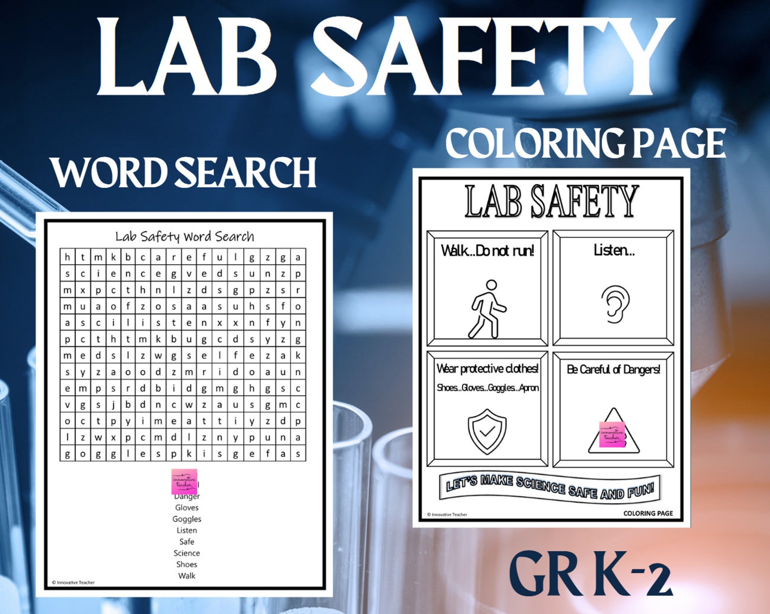 Science Experiement Lab Safety Printable Worksheets Grades K-2 - Etsy