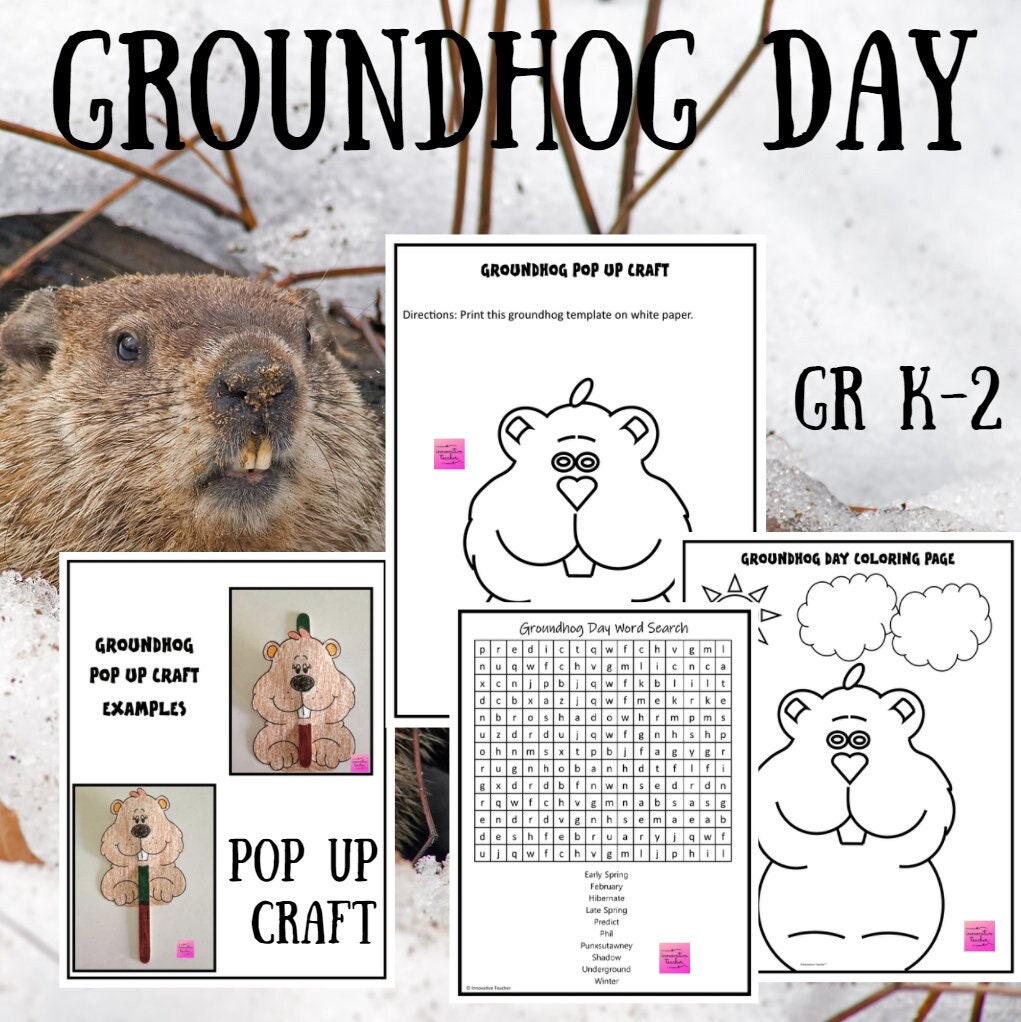Groundhog Pop-up Craft & Printable Worksheets - Etsy