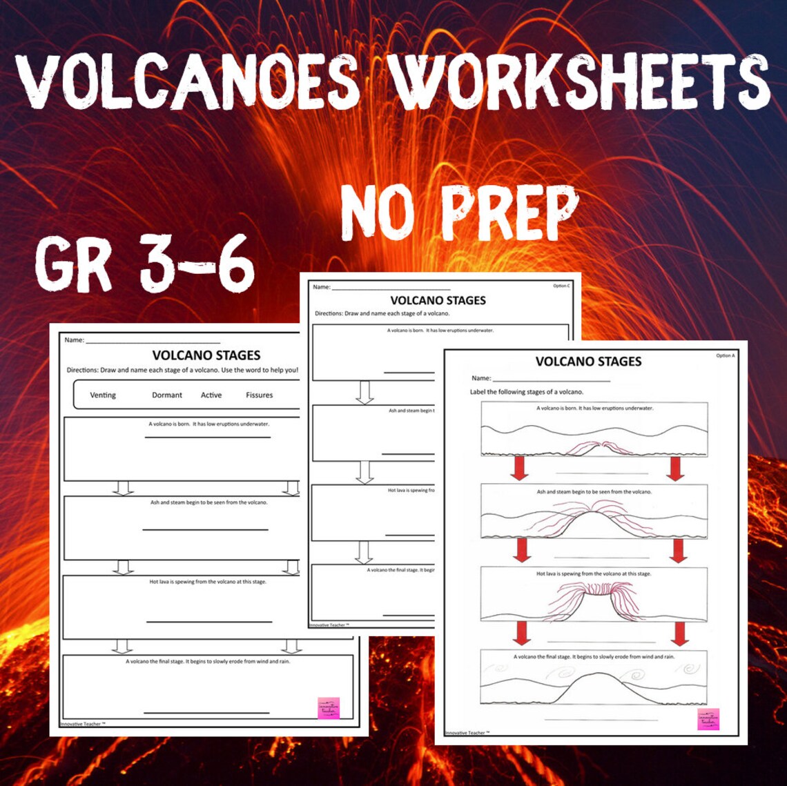 Volcanoes NO PREP Science Worksheets - Etsy