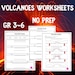Volcanoes NO PREP Science Worksheets - Etsy