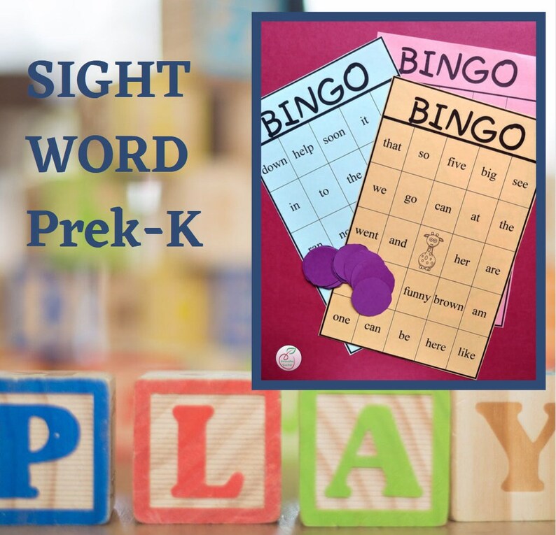 Sight Word Bingo Game Prek-k - Etsy