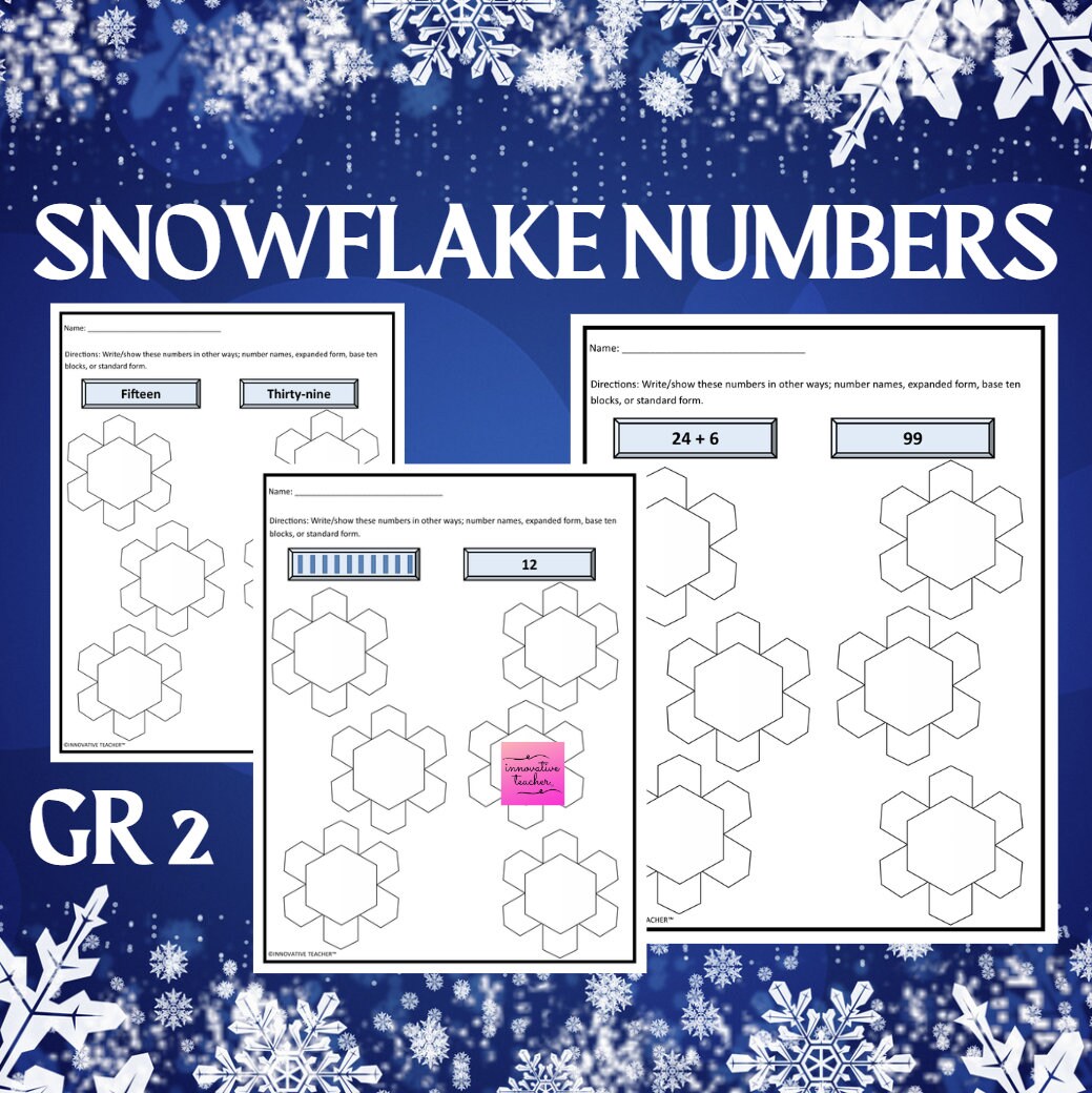 Numbers Worksheets Grade 2 Winter Snowflakes - Etsy