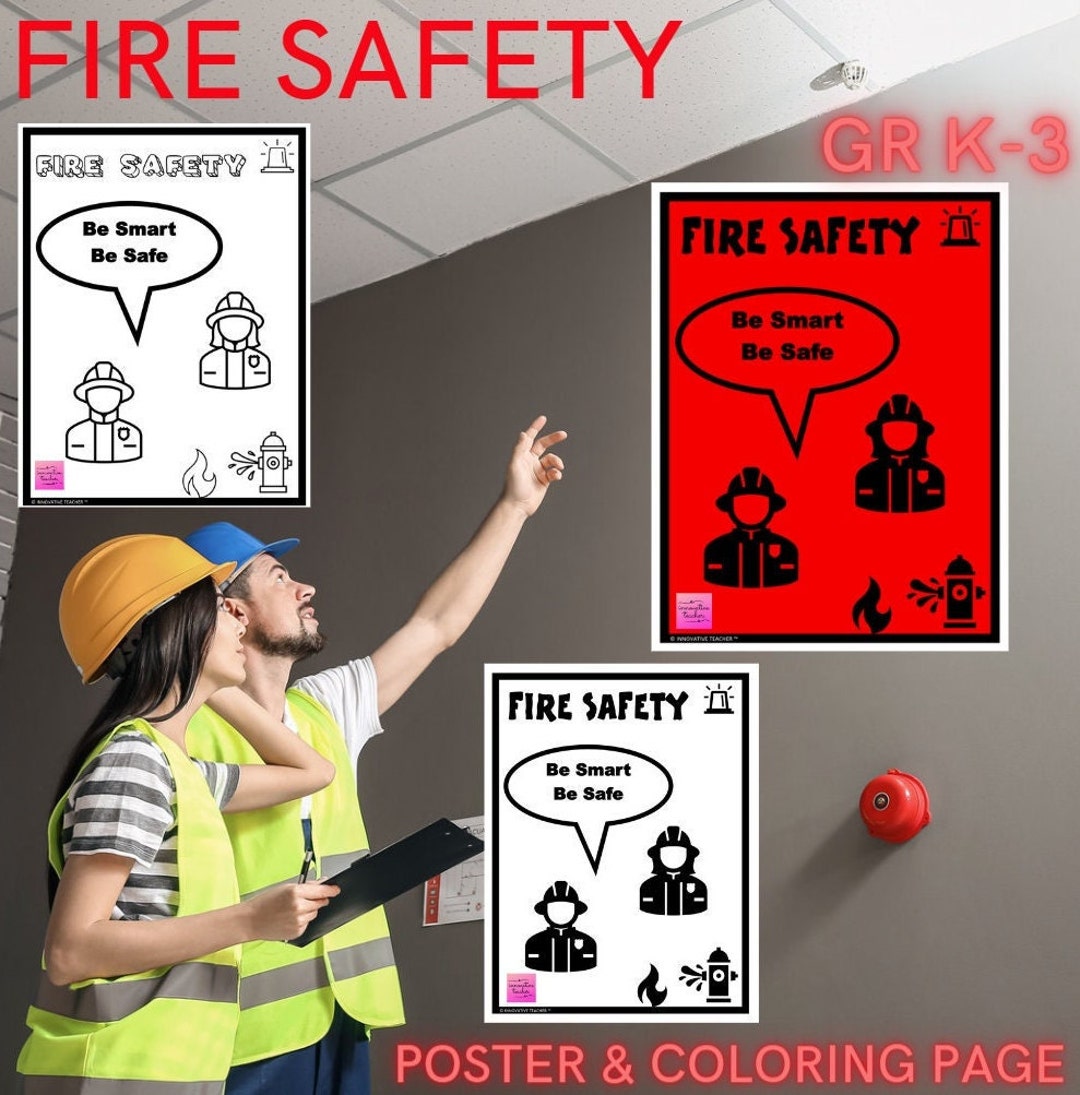 Fire Safety Posters & Coloring Page - Etsy