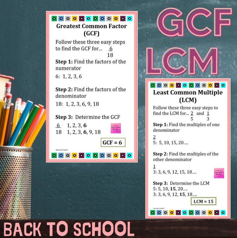 Greatest Common Factor & Least Common Multiple Math Classroom Posters ...