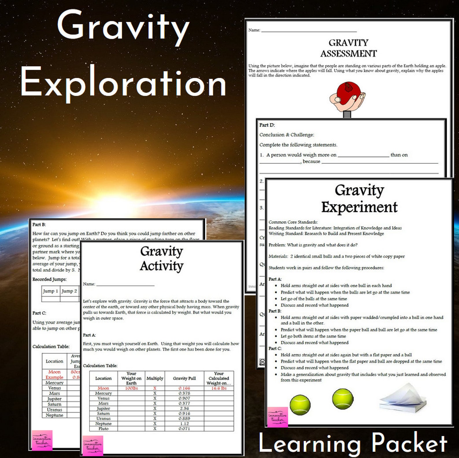 Gravity - Science Activity, Experiment, and Assessment - Etsy