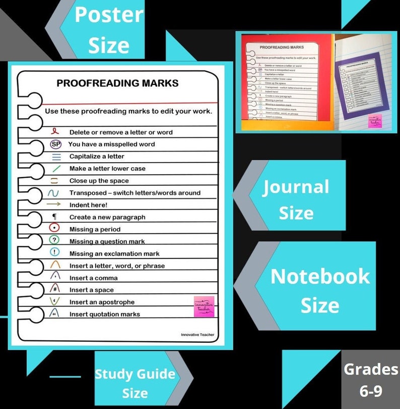 Proofreading Marks Printables | Classroom Decor - Etsy