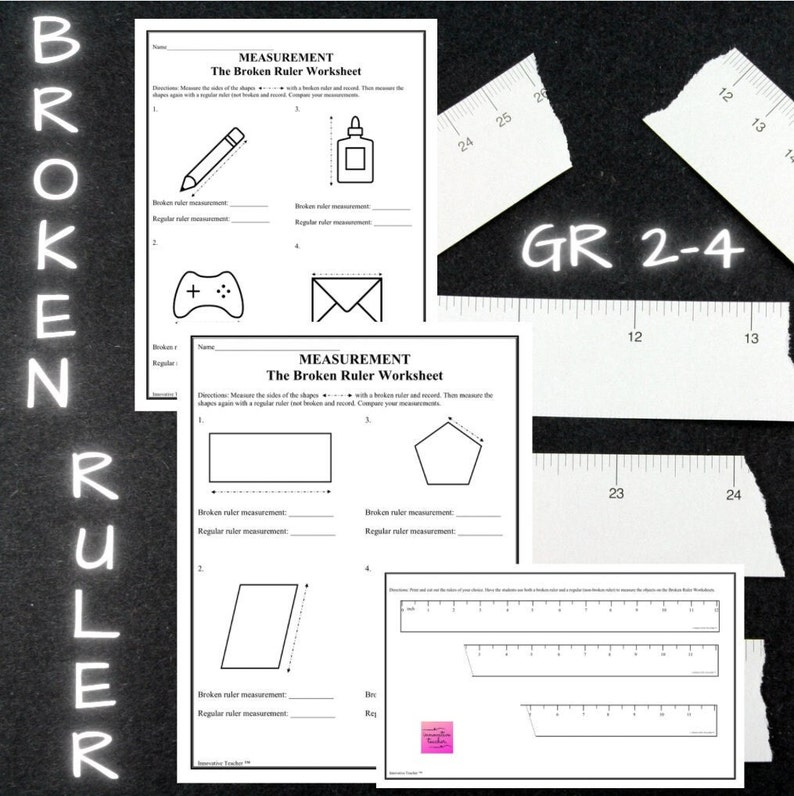 Measurement - Broken Ruler Math Worksheets - Etsy