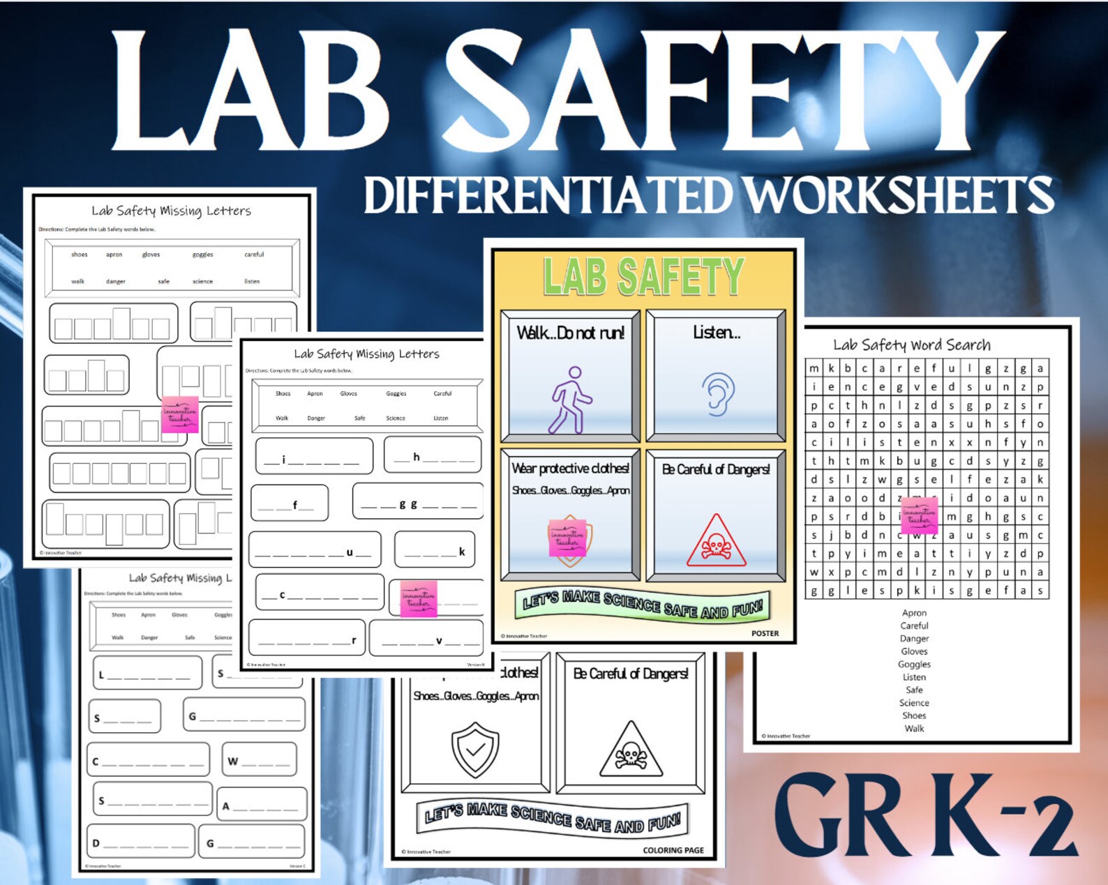 Science Experiement Lab Safety Printable Worksheets Grades K-2 - Etsy