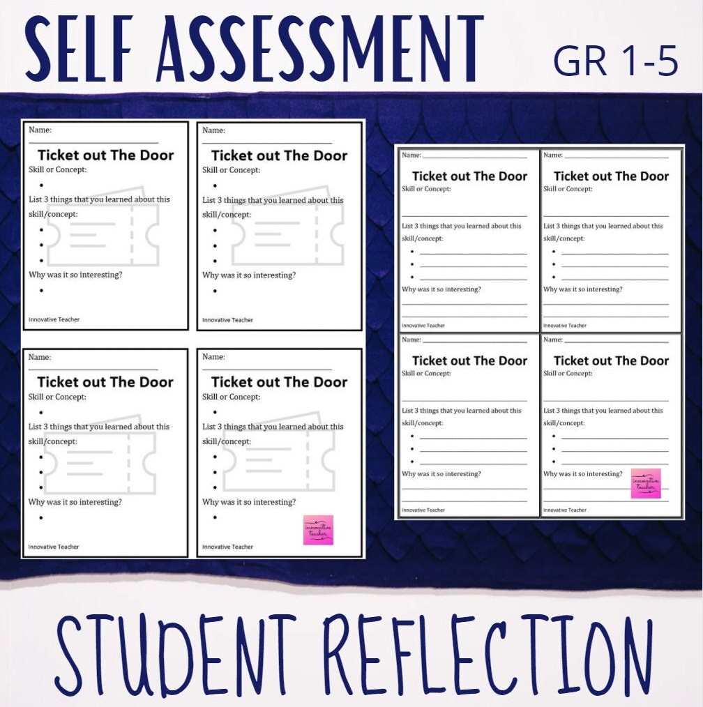 Ticket Out the Door Reflection and Self Assessment - Etsy