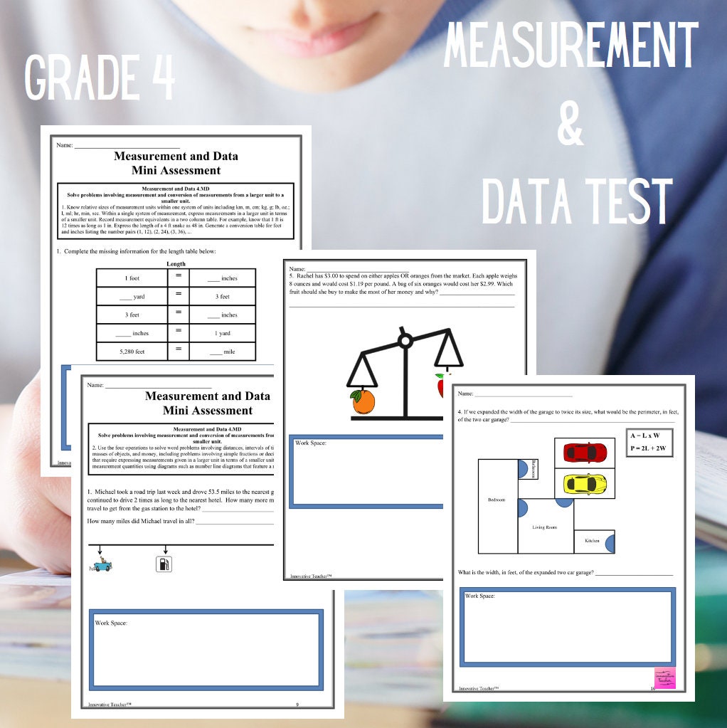 Measurement and Data Assessments BUNDLE Grade 4 (4.MD.1-7) - Etsy UK