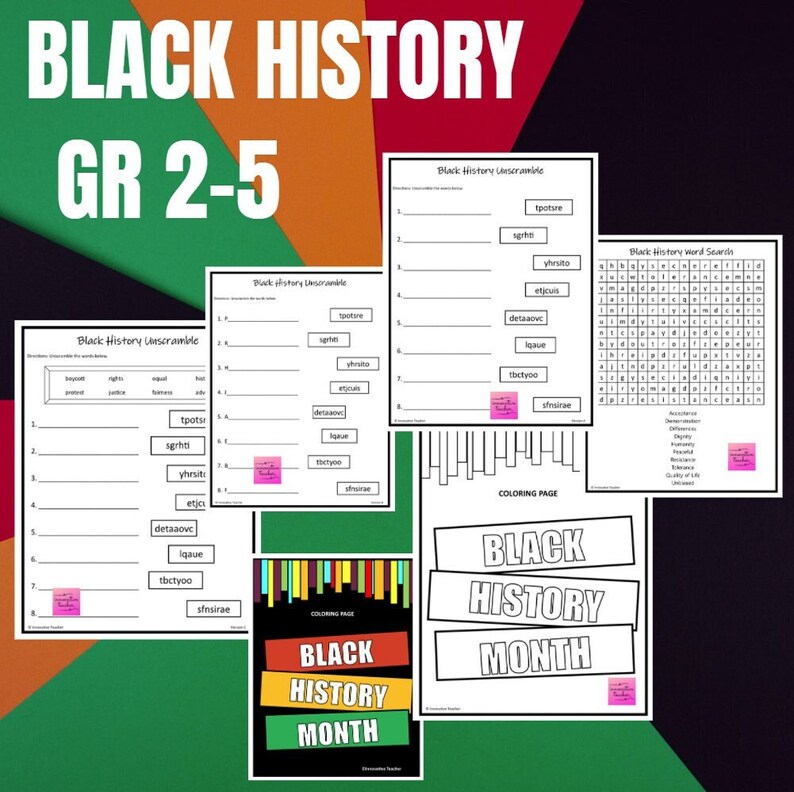 Black History Month Printable Worksheets - Etsy