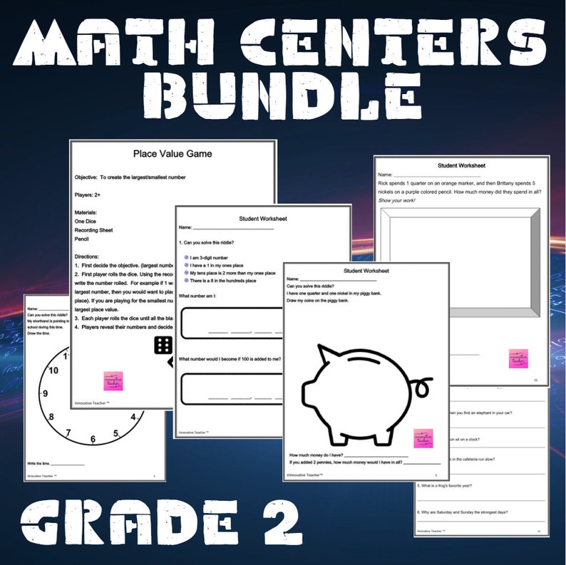 Grade 2 Math Centers BUNDLE - Etsy