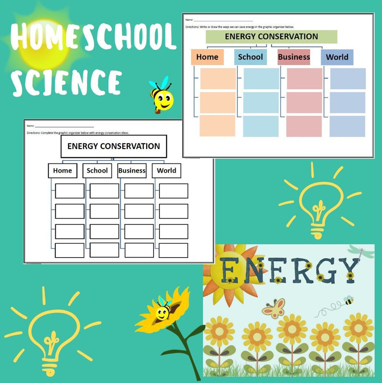 Energy Conservation Graphic Organizer Middles School Science - Etsy