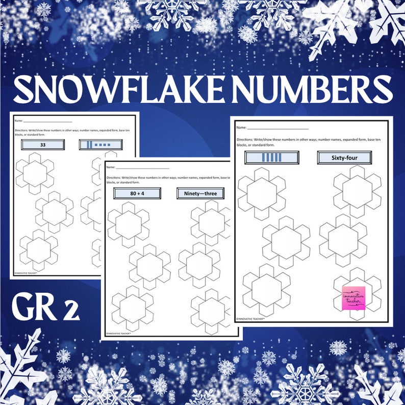 Numbers Worksheets Grade 2 Winter Snowflakes - Etsy