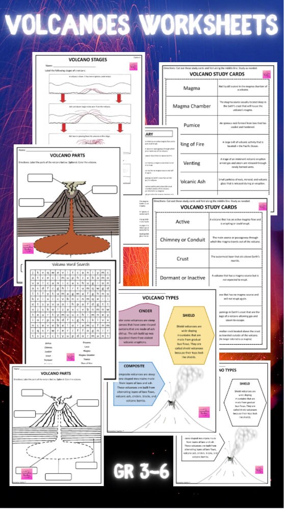 Volcanoes NO PREP Science Worksheets - Etsy