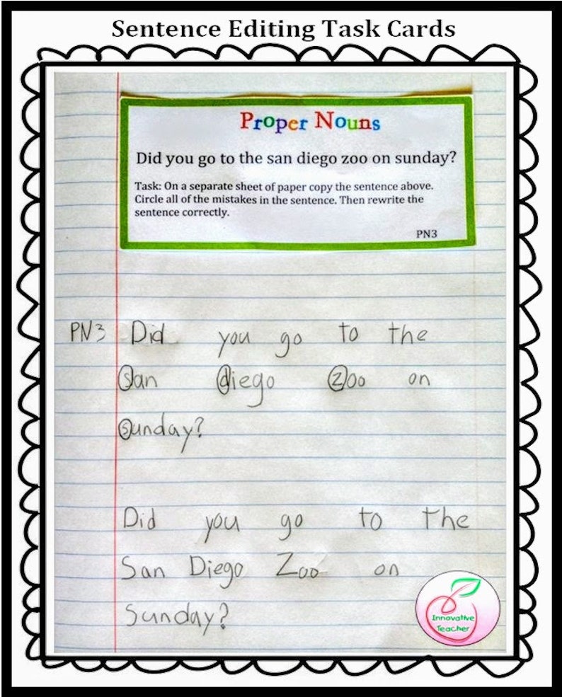 Sentence Editing Printable Task Cards - Etsy