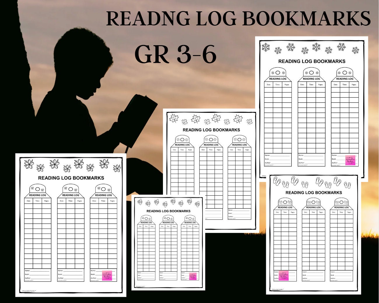 15 Reading Log Bookmark Printables Gr 3-6 - Etsy