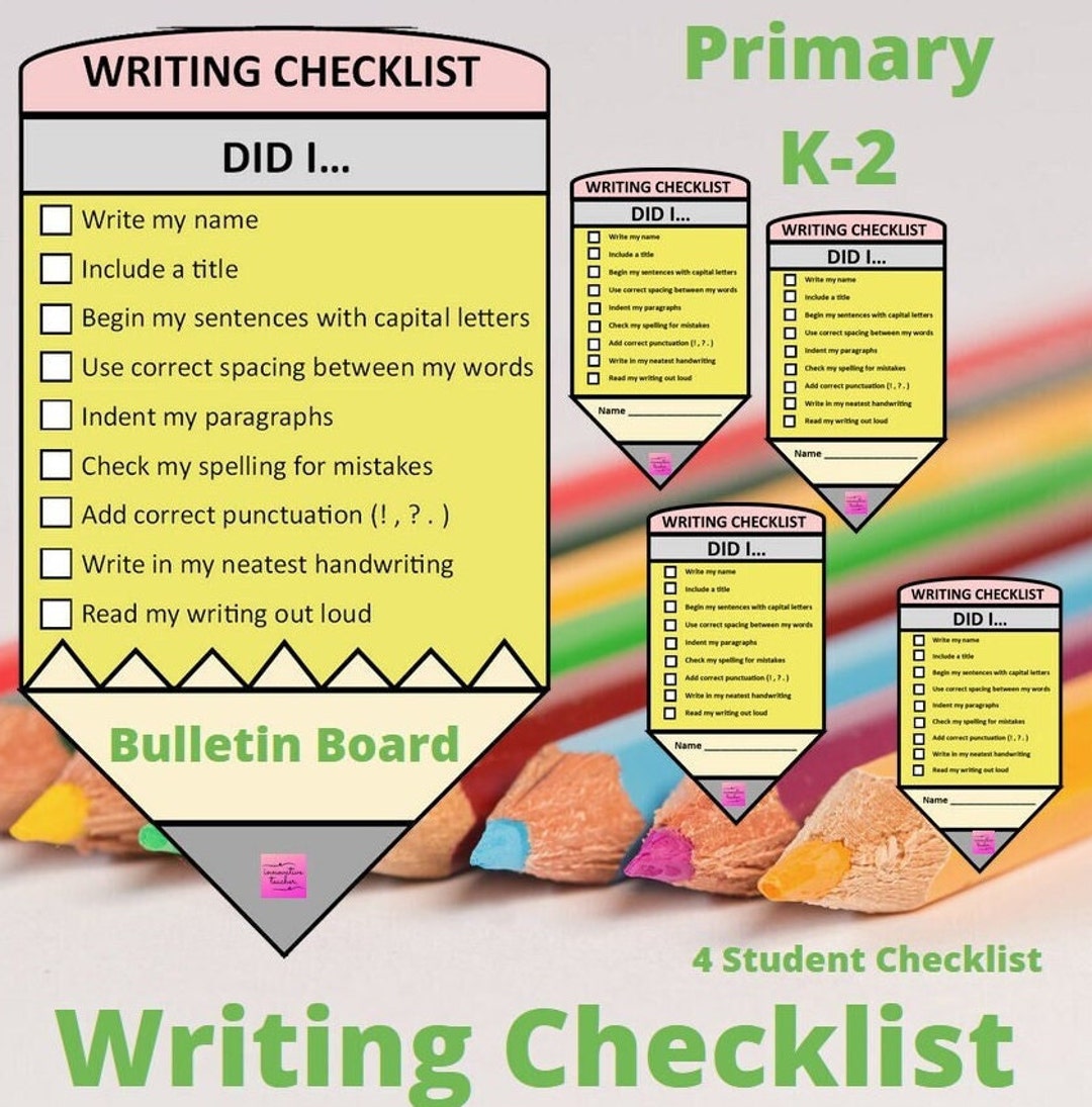 Writing Checklist - Primary Classroom Decor & Management - Etsy
