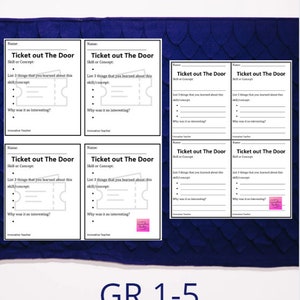 Ticket Out the Door Reflection and Self Assessment - Etsy