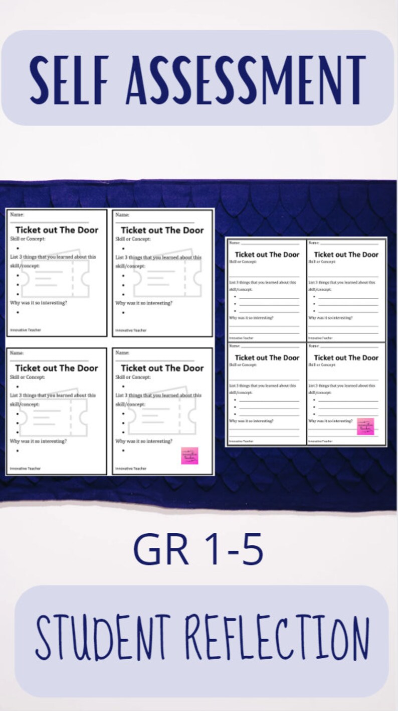 Ticket Out the Door Reflection and Self Assessment - Etsy