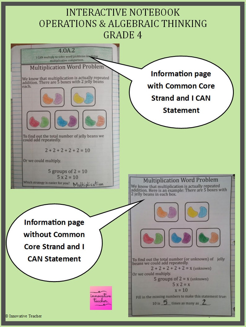 Interactive Math Notebook Gr 4 - Operations & Algebraic Thinking | CCSS ...