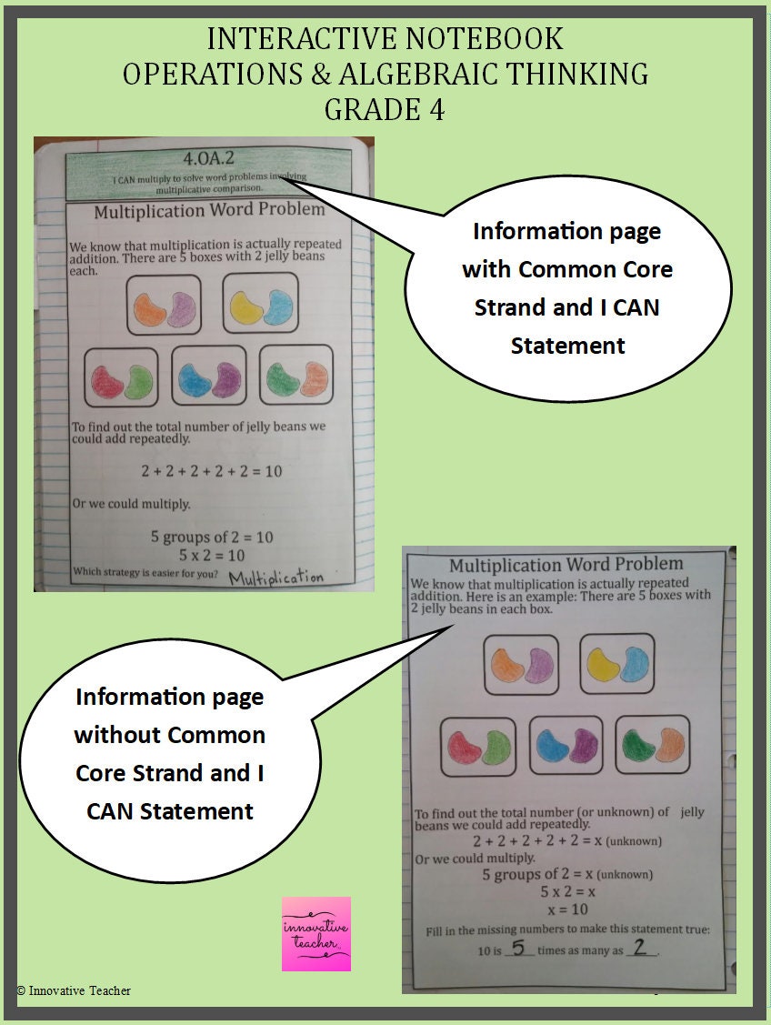 Interactive Math Notebook Gr 4 - Operations & Algebraic Thinking | CCSS ...