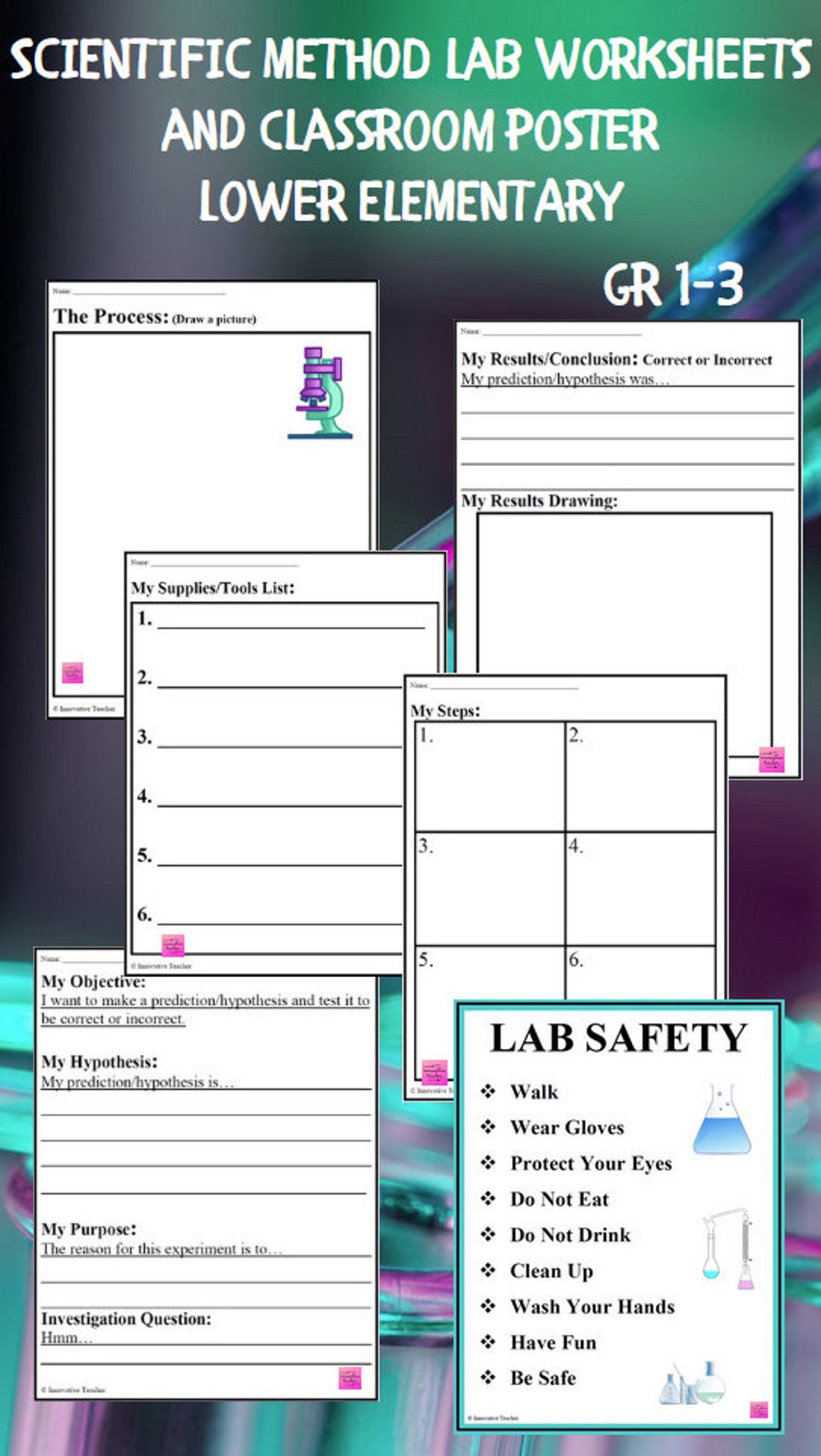 Scientific Method Lab Worksheet & Classroom Poster - Lower Elementary ...