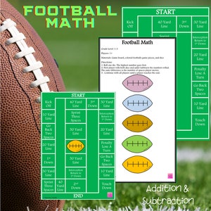 Football Addition or Subtraction Math Game & Boards - Etsy