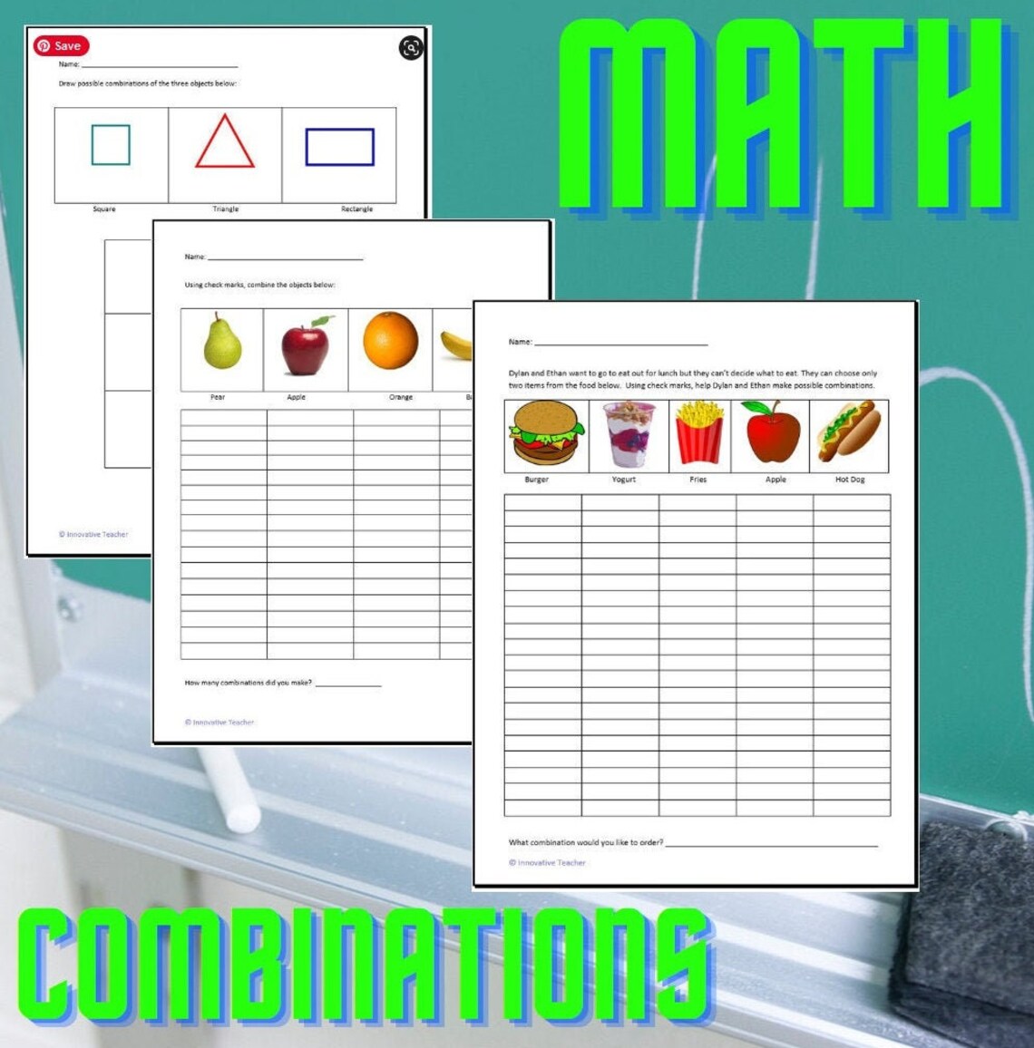 Math Combinations (permutations) Worksheet - Etsy
