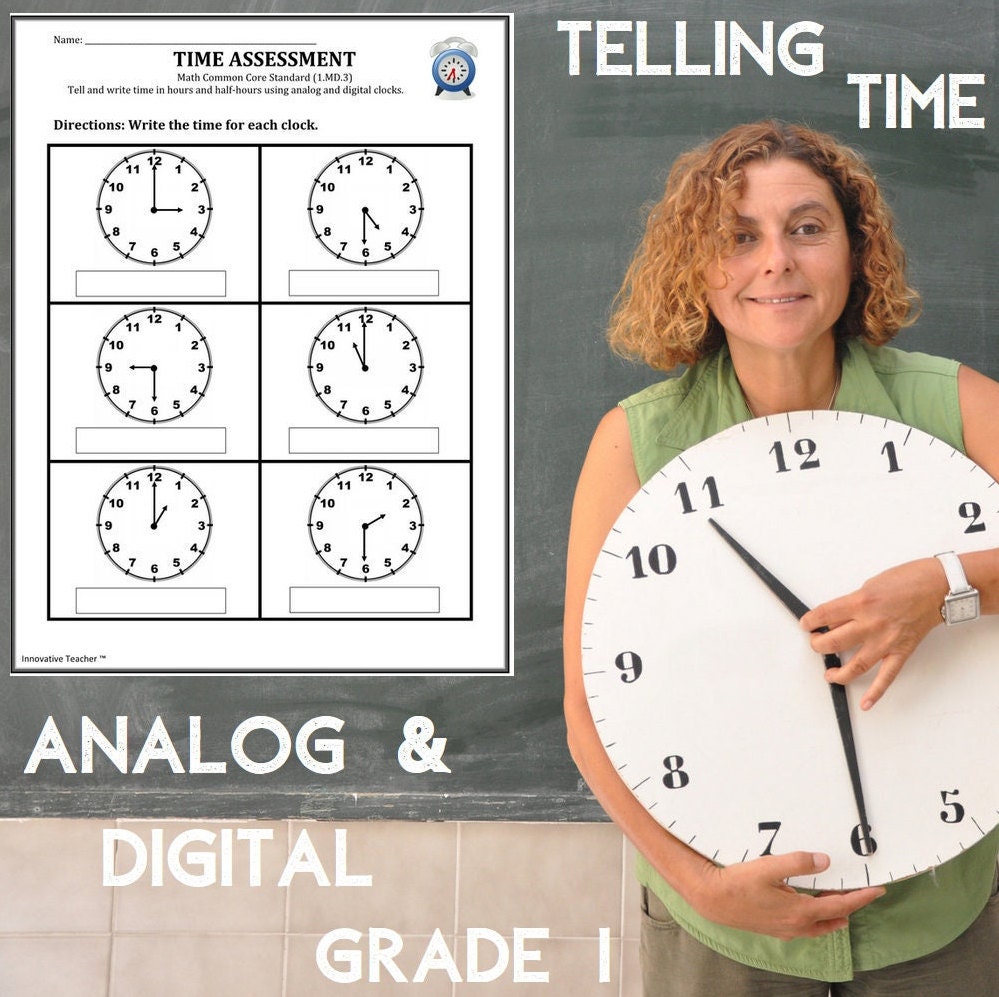 Time Math Assessment Grade 1 (MD.3) - Etsy