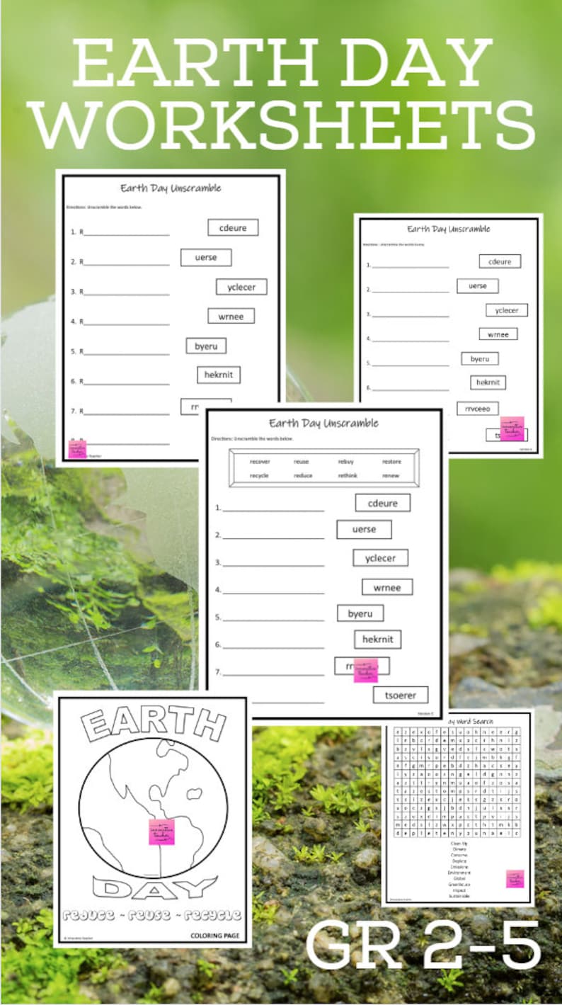 Earth Day Printable Worksheets - Etsy
