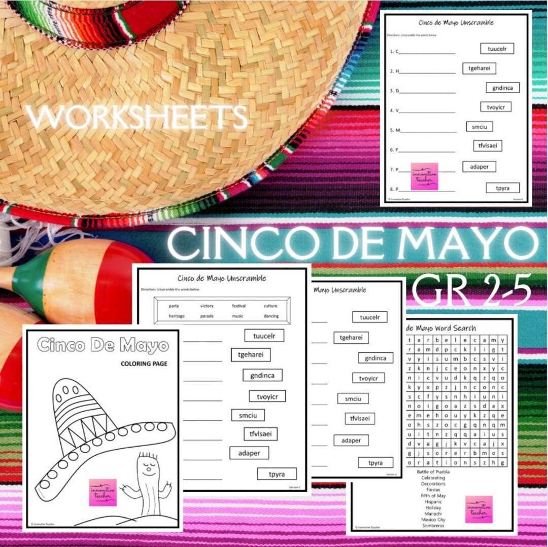 Cinco De Mayo Printable Worksheets - Etsy