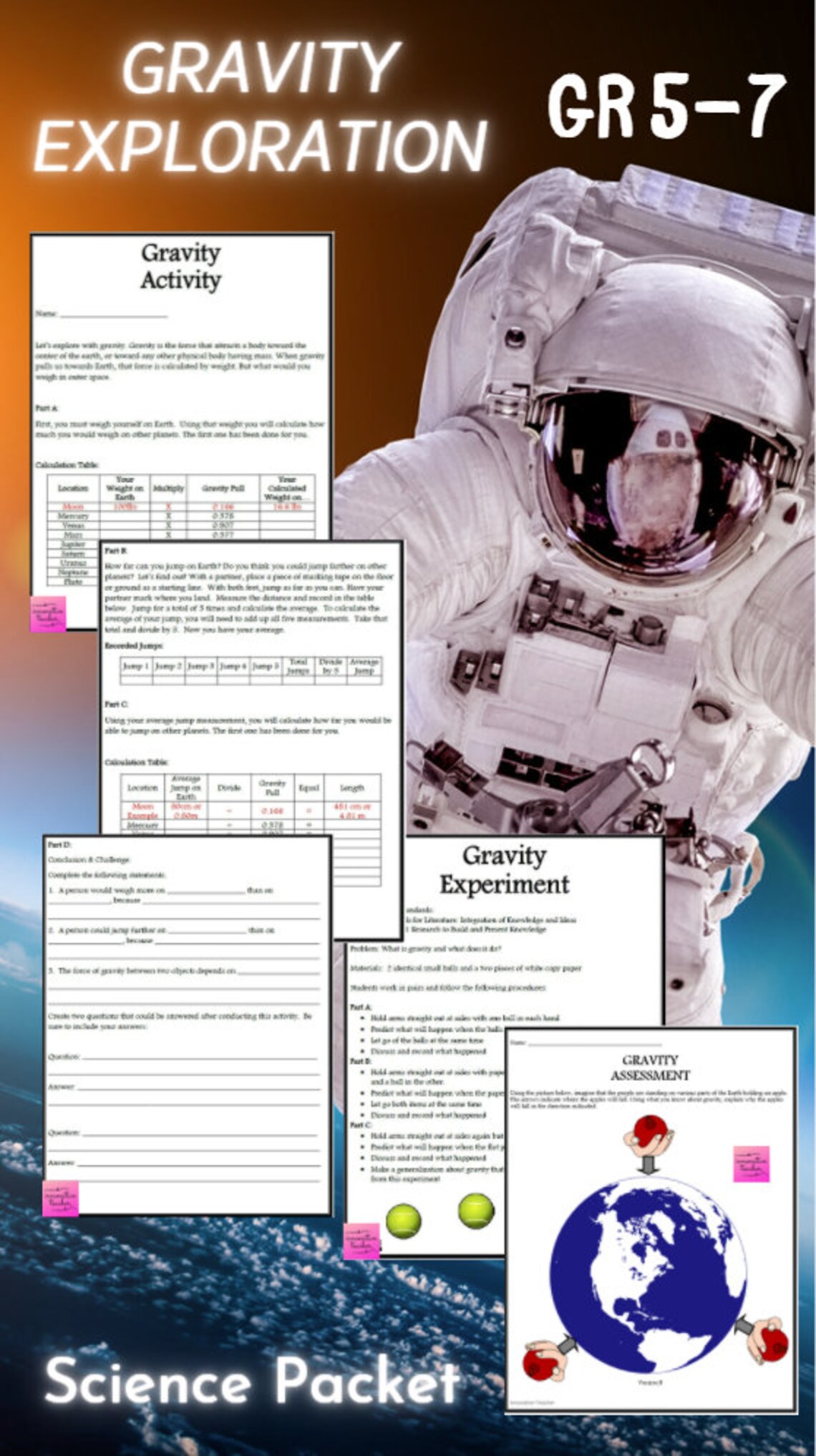 Gravity - Science Activity, Experiment, and Assessment - Etsy