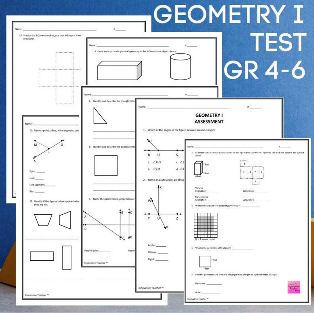 Geometry I Math Assessment - Etsy