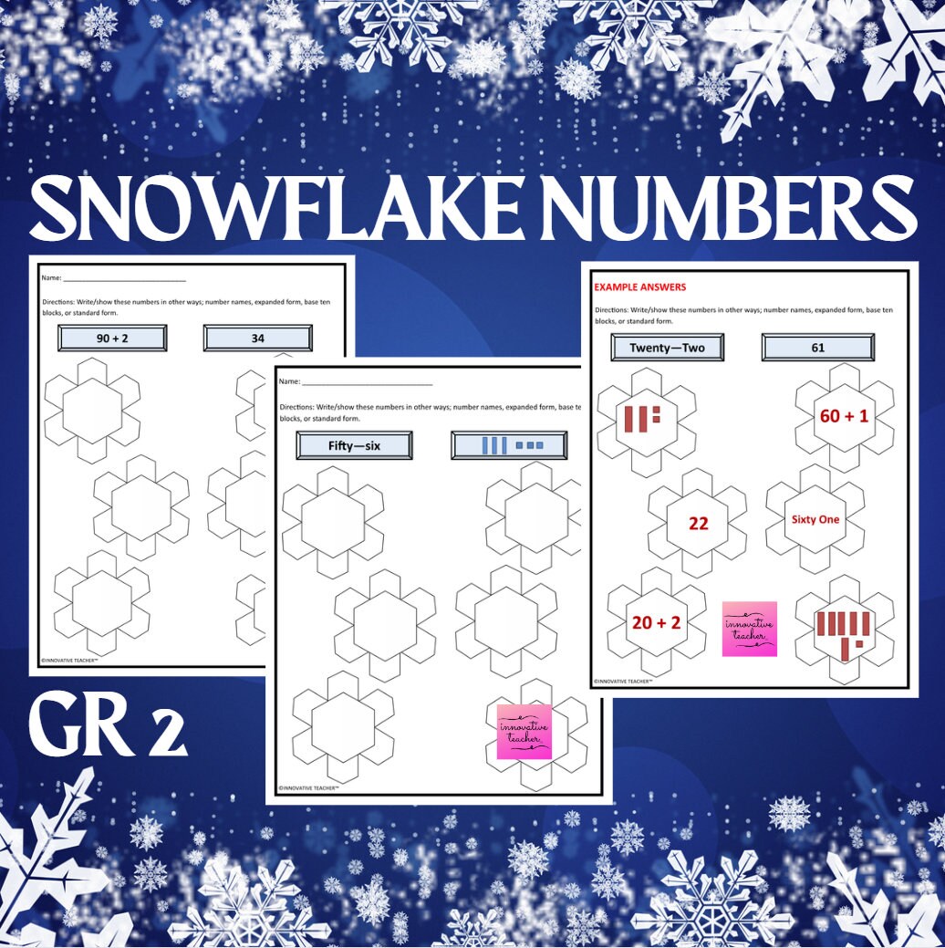 Numbers Worksheets Grade 2 Winter Snowflakes - Etsy