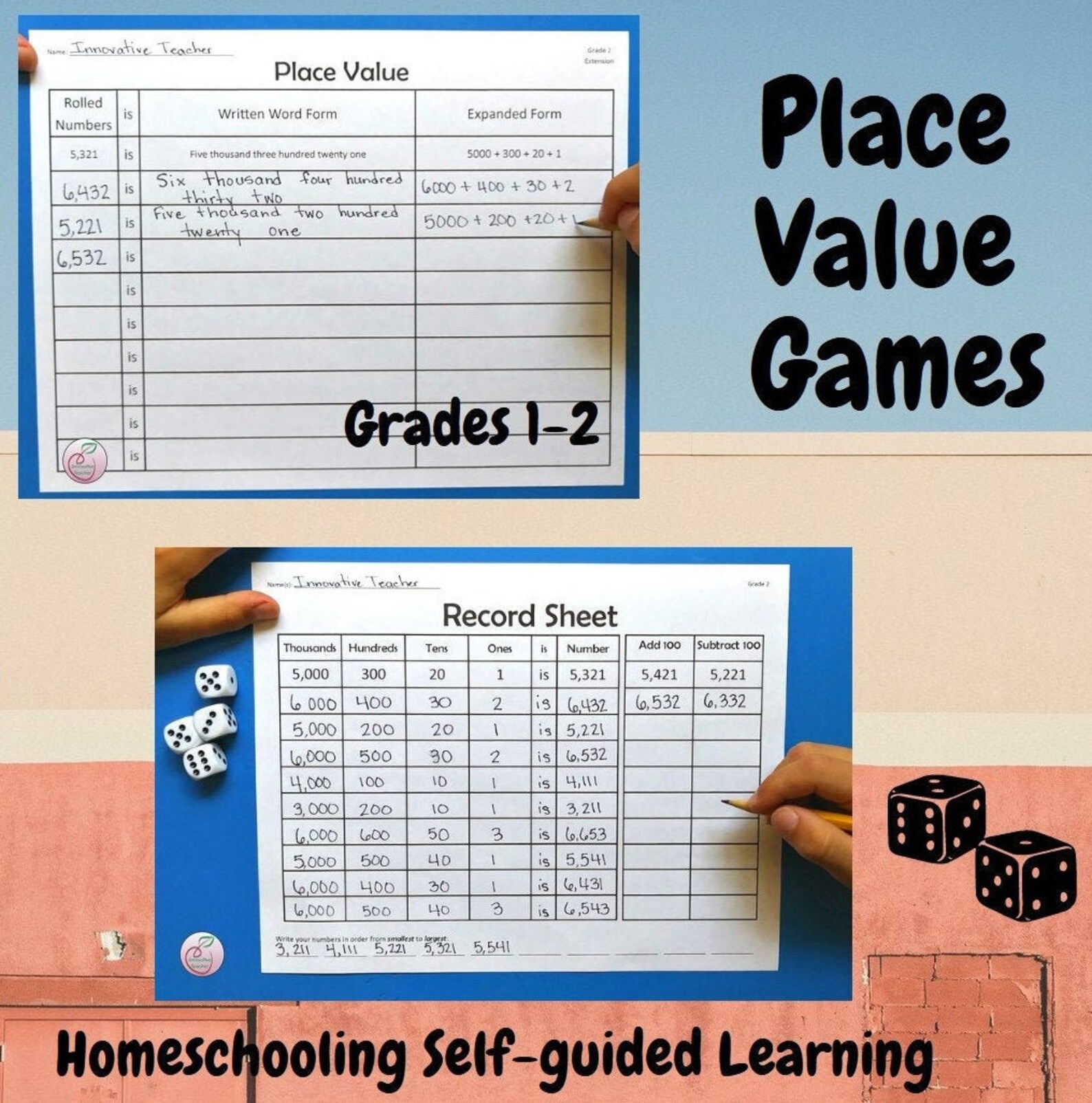 Place Value Dice Math Game Grades 1-2 - Etsy