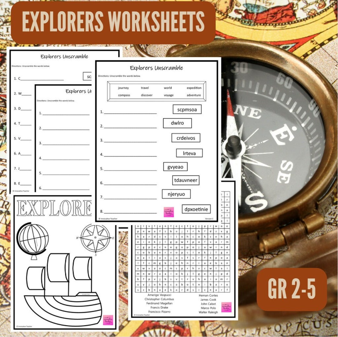 Explorers Printable Worksheets - Etsy