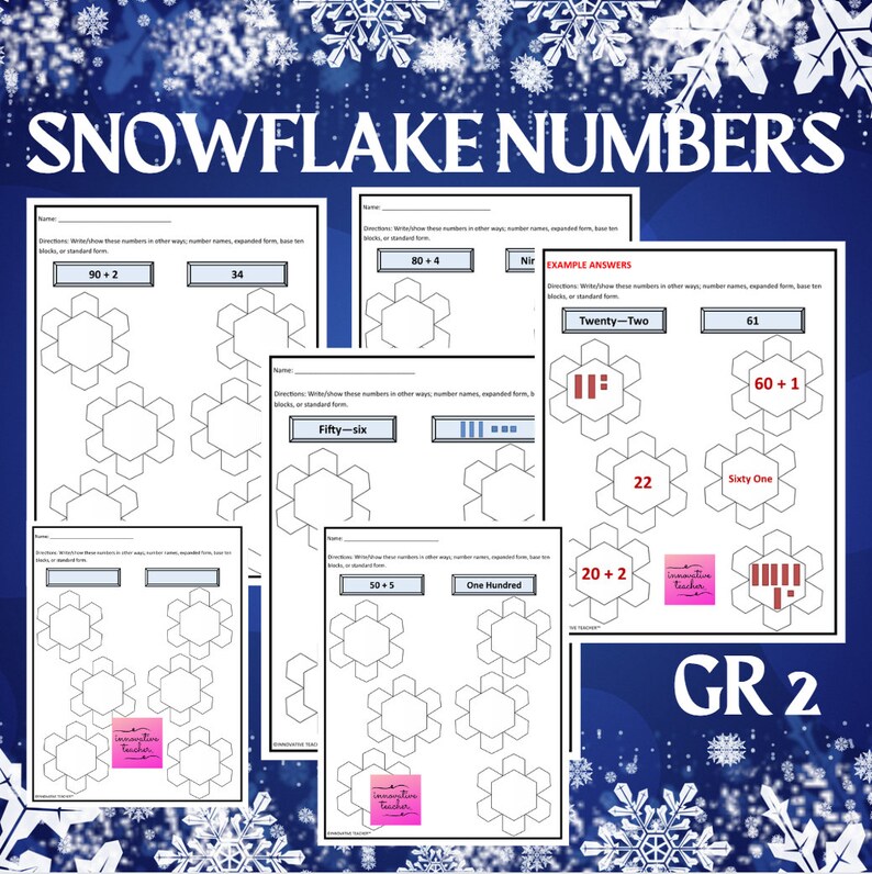 Numbers Worksheets Grade 2 Winter Snowflakes - Etsy