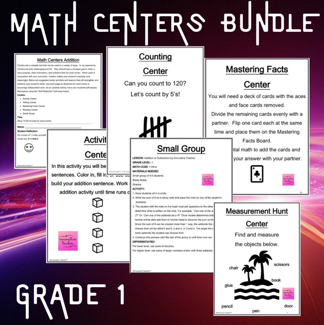 Grade 1 Math Centers BUNDLE - Etsy