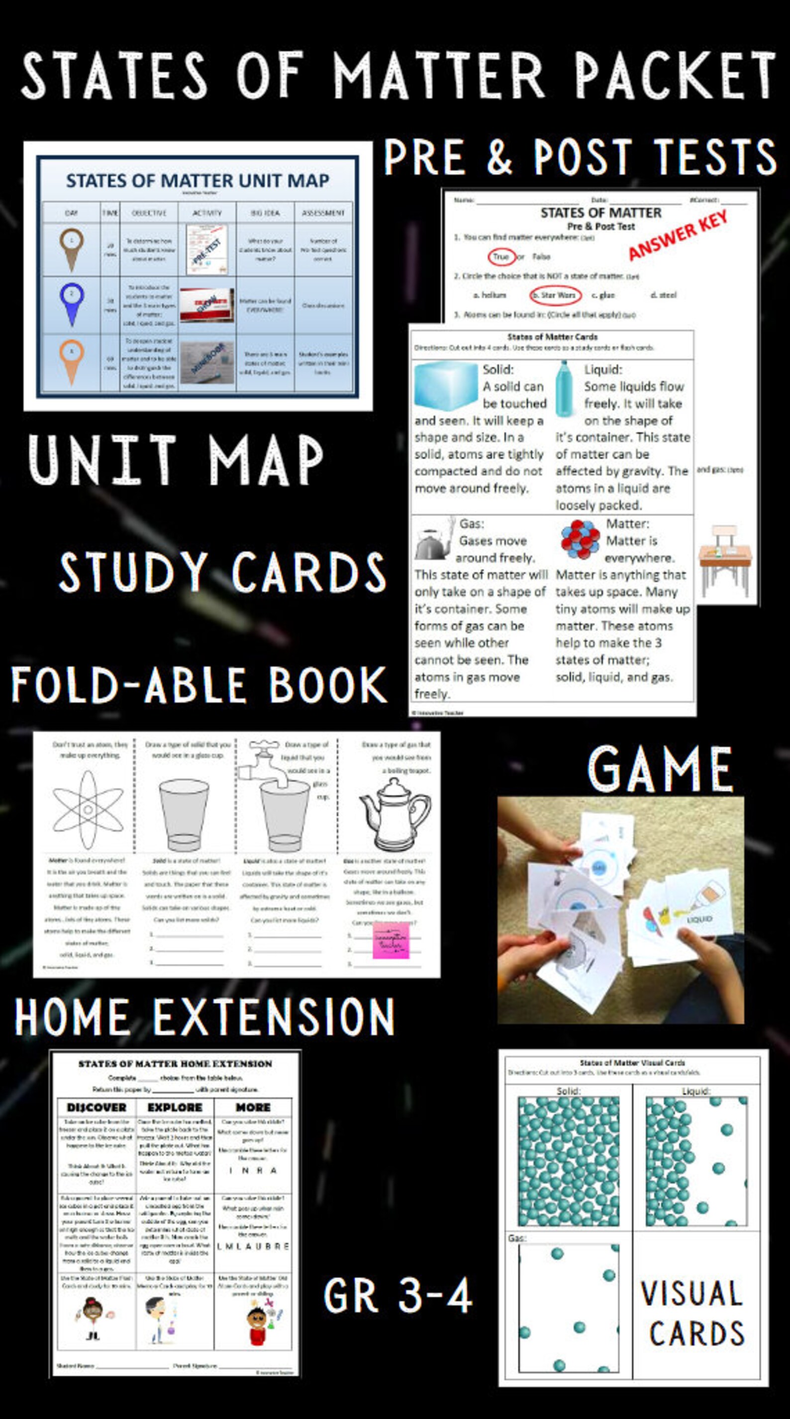 States of Matter | Show, Book, Game, Test & Home Extension - Etsy