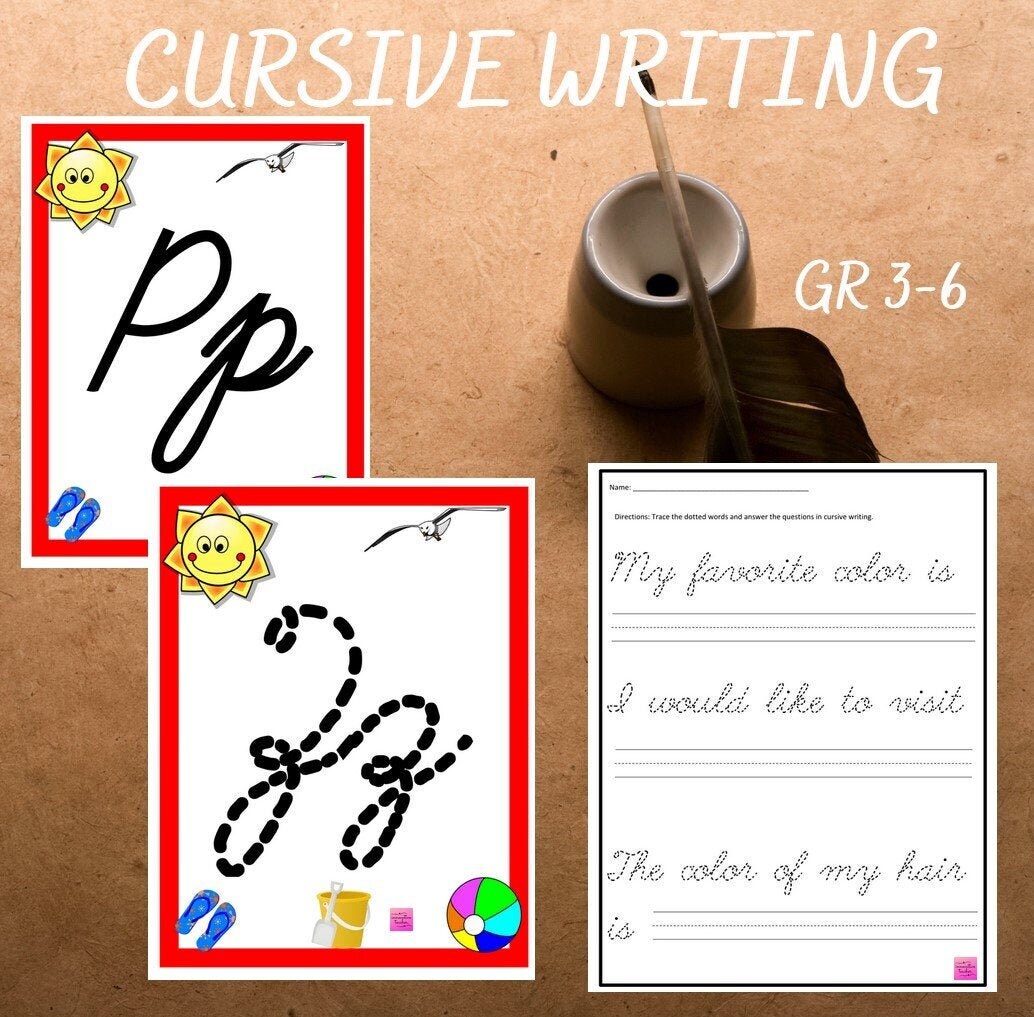 Cursive Letters Wall Classroom Decor & Worksheets | Beach Themed - Etsy