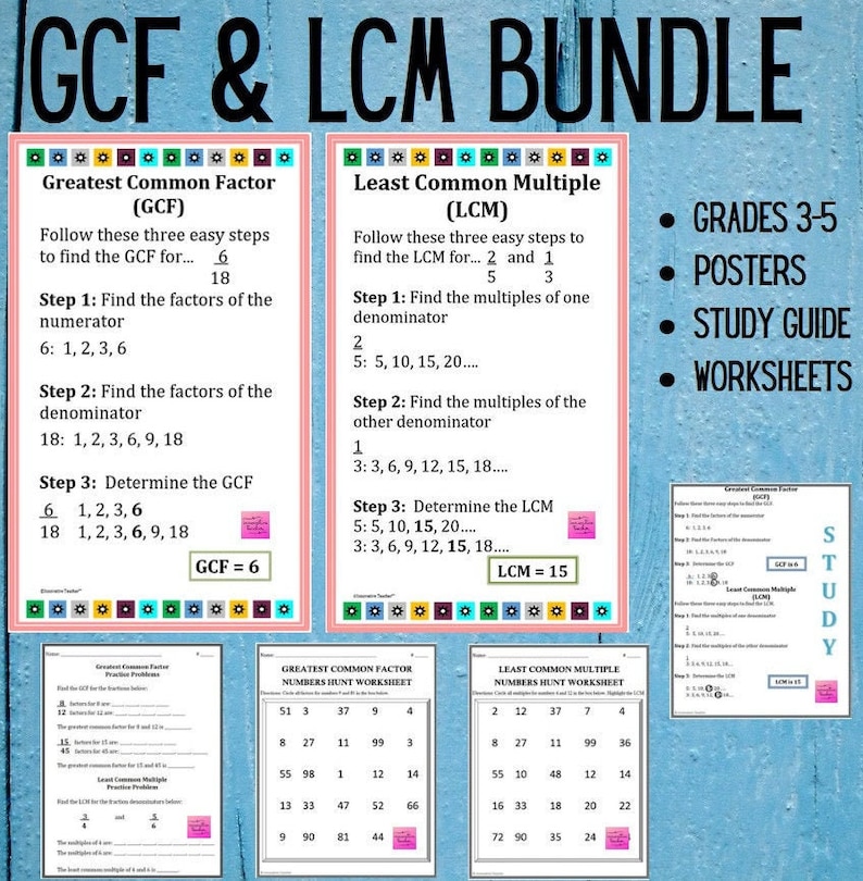 Greatest Common Factor and Least Common Multiple Math BUNDLE - Etsy
